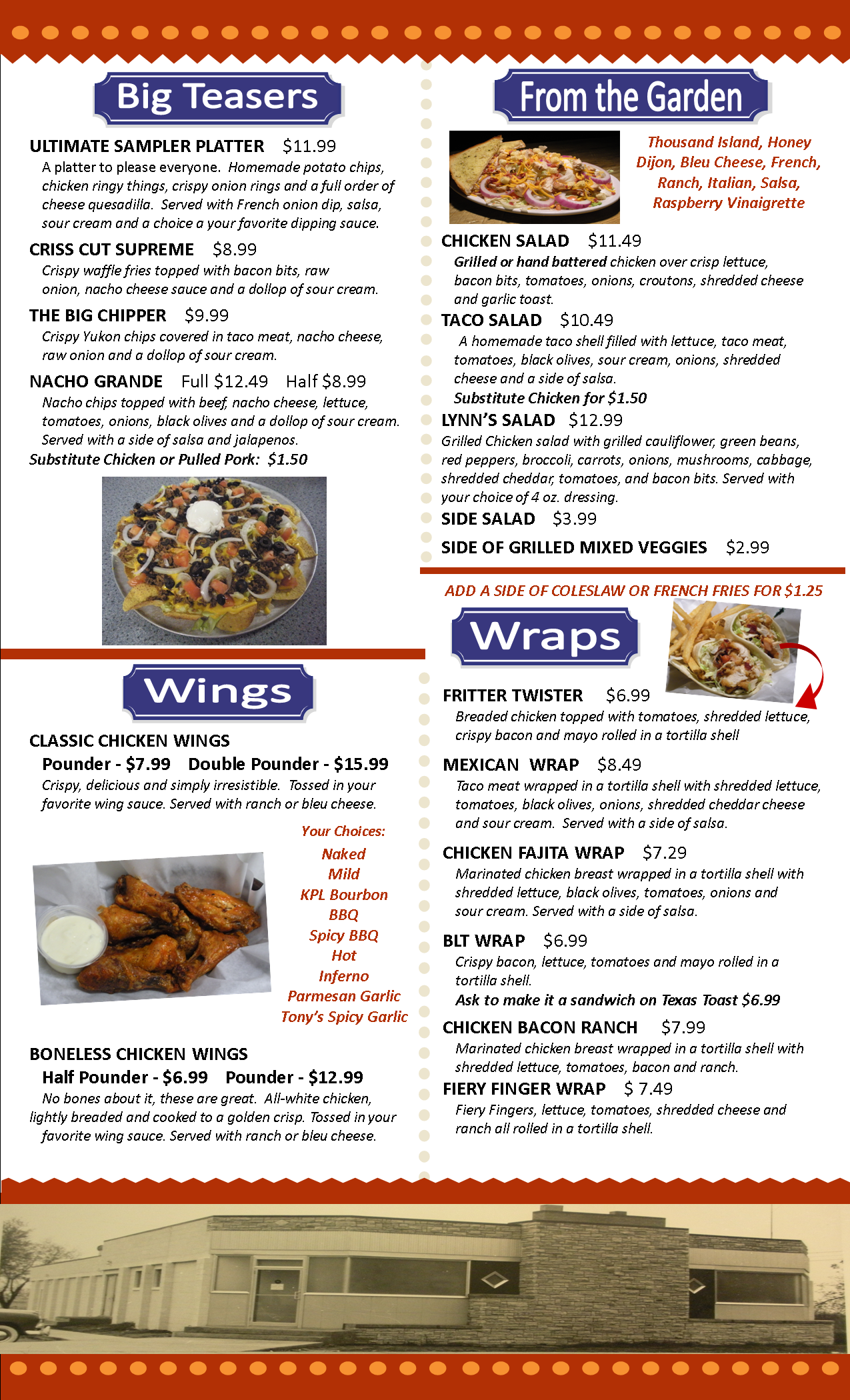 King Pin Lanes > FOOD MENU > MENU